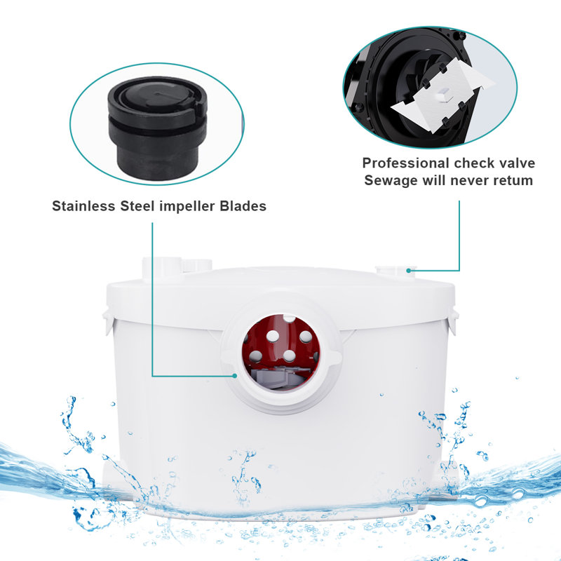 SUPERFLO Macerating Toilet System, Powerful & Durable, Upflush Toilet for Basement Macerator ...